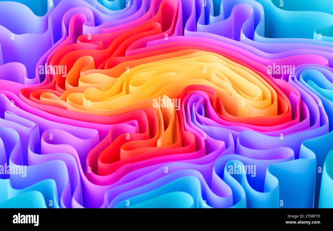 Abstract flowing curves, folded ribbons, fashion wallpaper with wavy ...