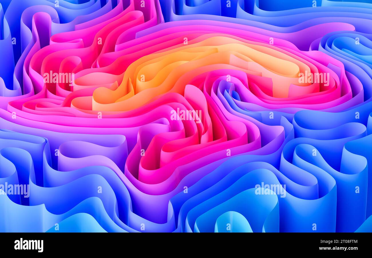 Abstract flowing curves, folded ribbons, fashion wallpaper with wavy ...