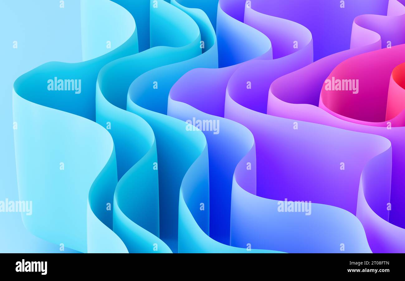 Abstract flowing curves, folded ribbons, fashion wallpaper with wavy ...