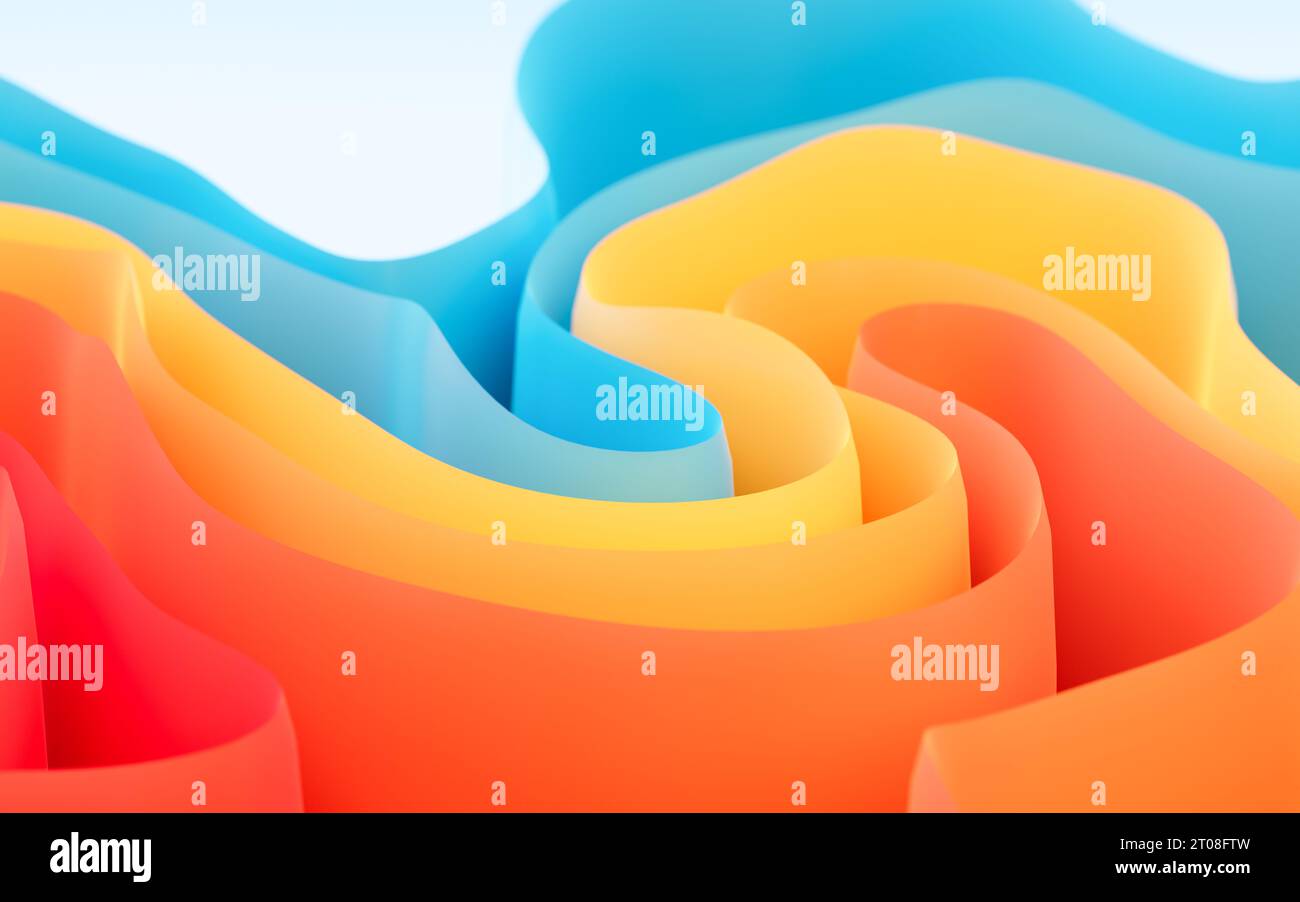 Abstract flowing curves, folded ribbons, fashion wallpaper with wavy ...