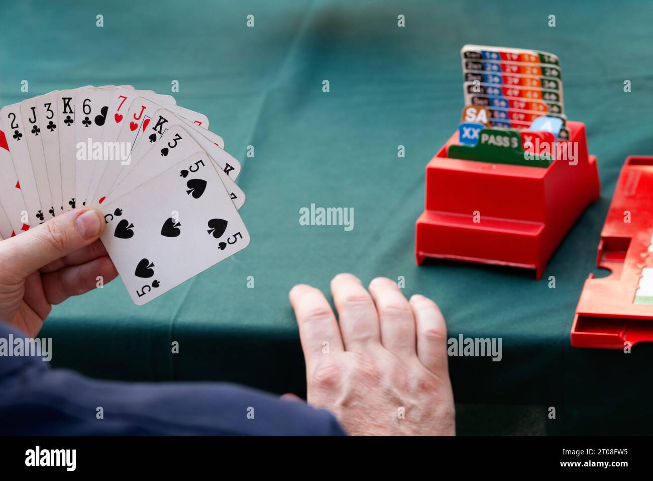 Bridge Set Up and Ready to Play at a Competitive Bridge Club Stock ...