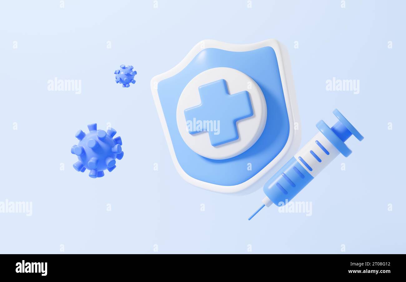 Cartoon shield with cross , disease protection, drug therapy and ...