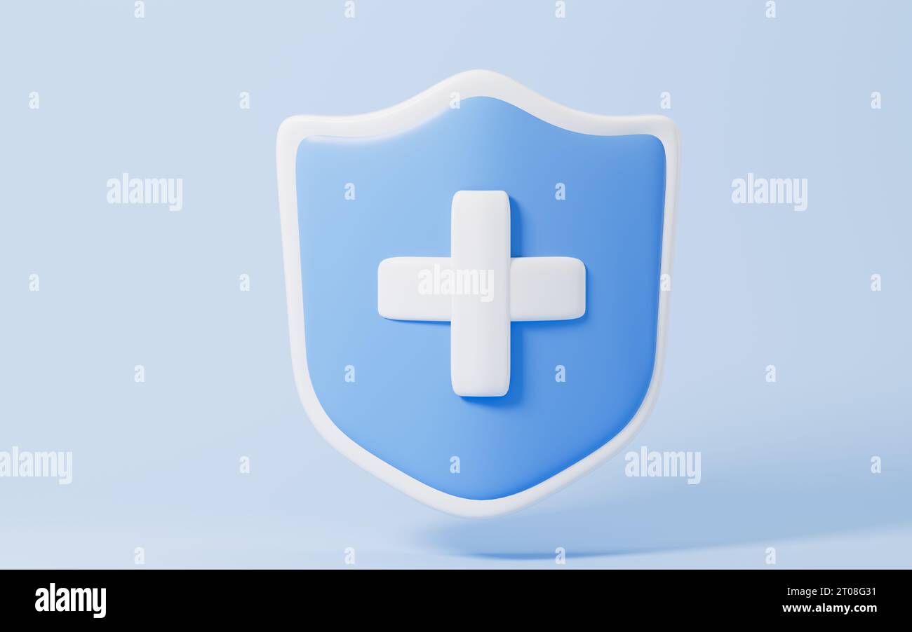 Cartoon shield with cross, disease protection, defend against viral ...