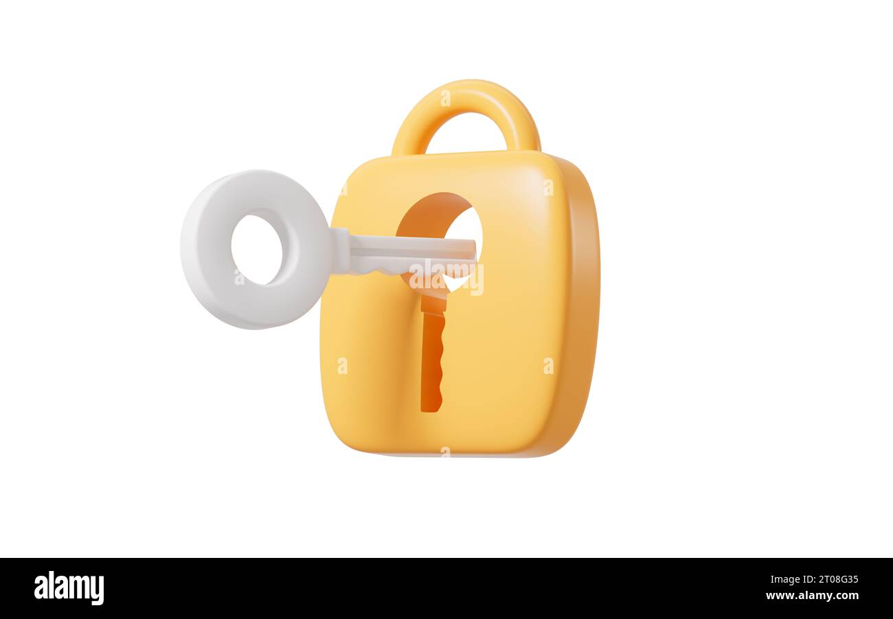 Cartoon key and encryption shield, 3d rendering. Digital drawing Stock ...