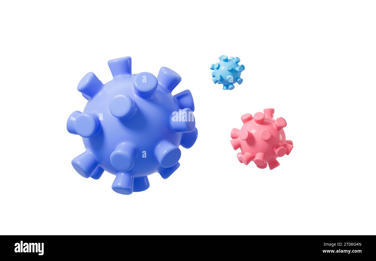 Cartoon virus in the white background, 3d rendering. Digital drawing ...