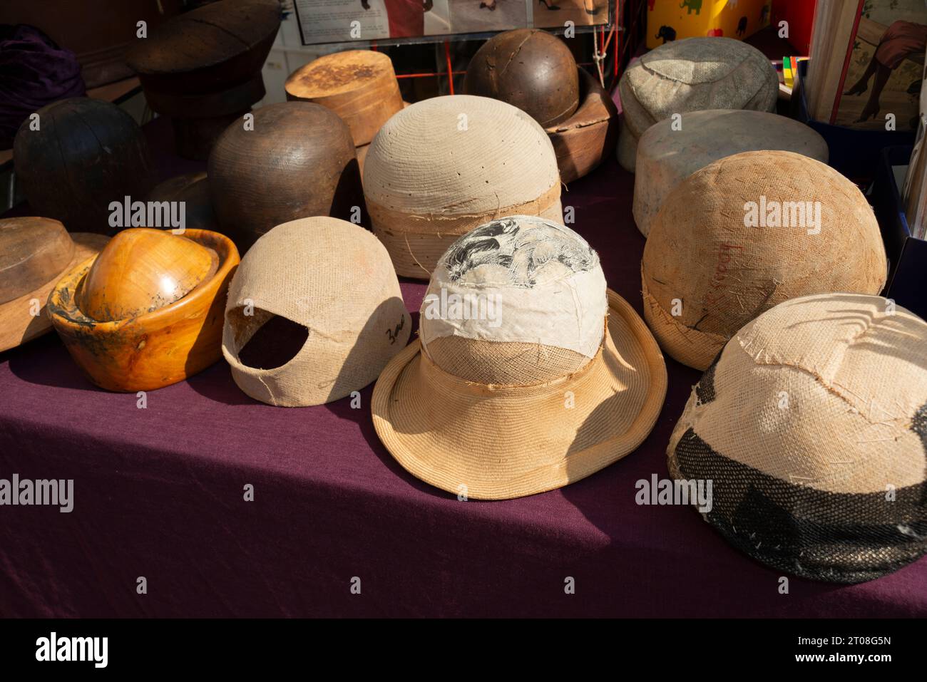 Italy, Lombardy, Flea Market, Old Forms For Hat Production Stock Photo ...