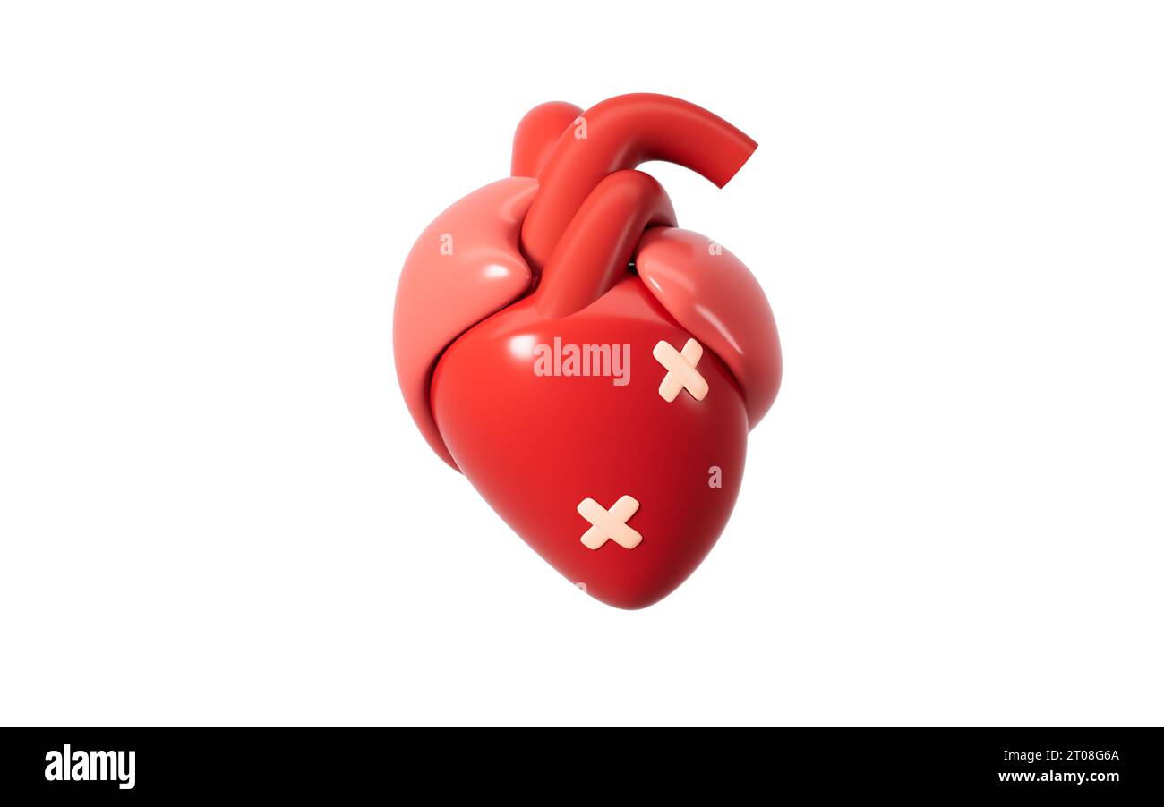 Single injured heart, heart health, heart treatment, 3d rendering ...