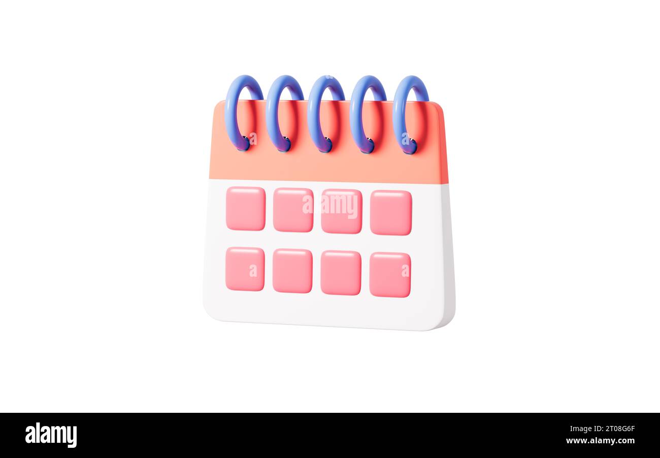 Cartoon calendar in the white background, 3d rendering. Digital drawing ...