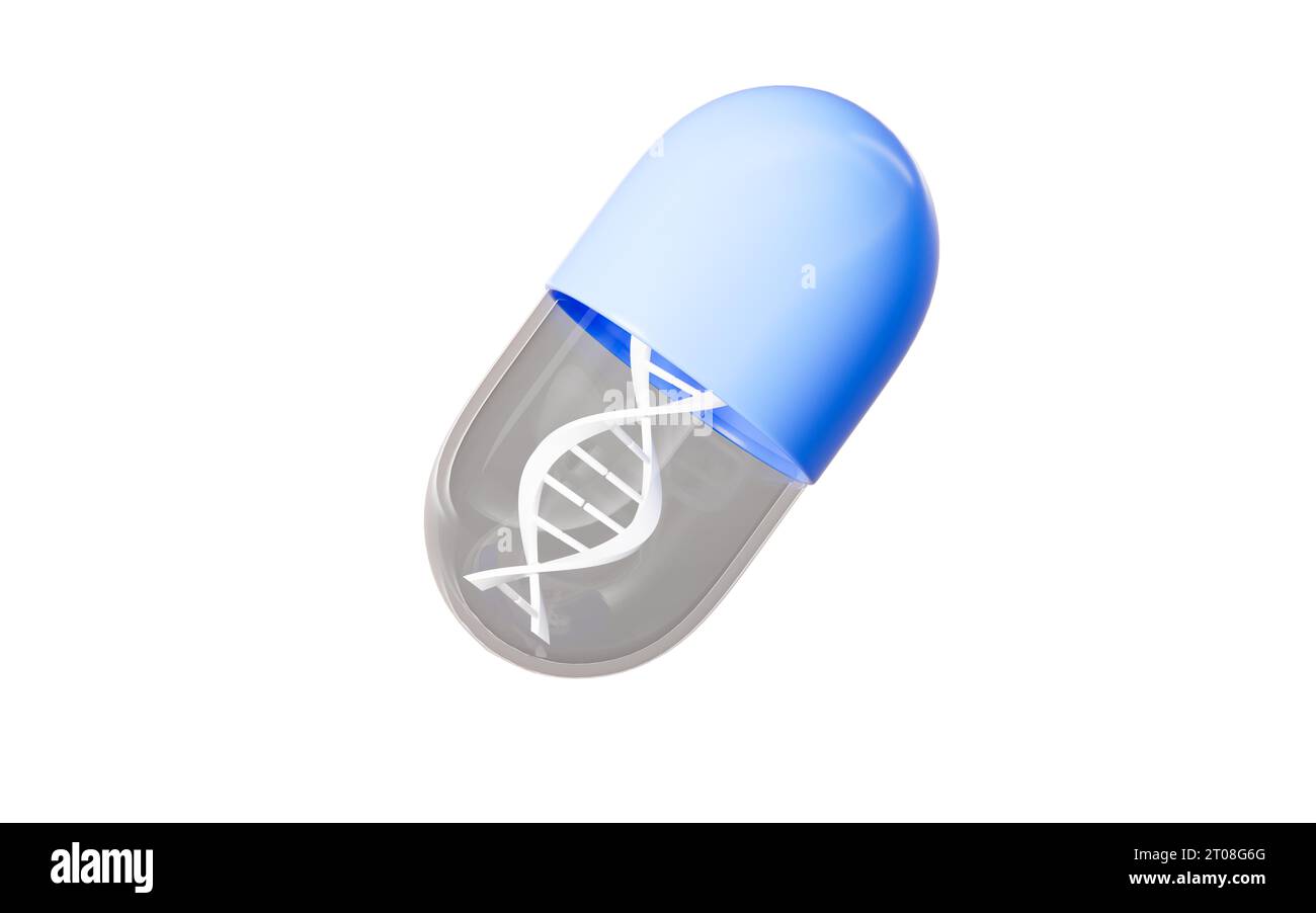 Cartoon DNA and capsule, 3d rendering. Digital drawing Stock Photo - Alamy