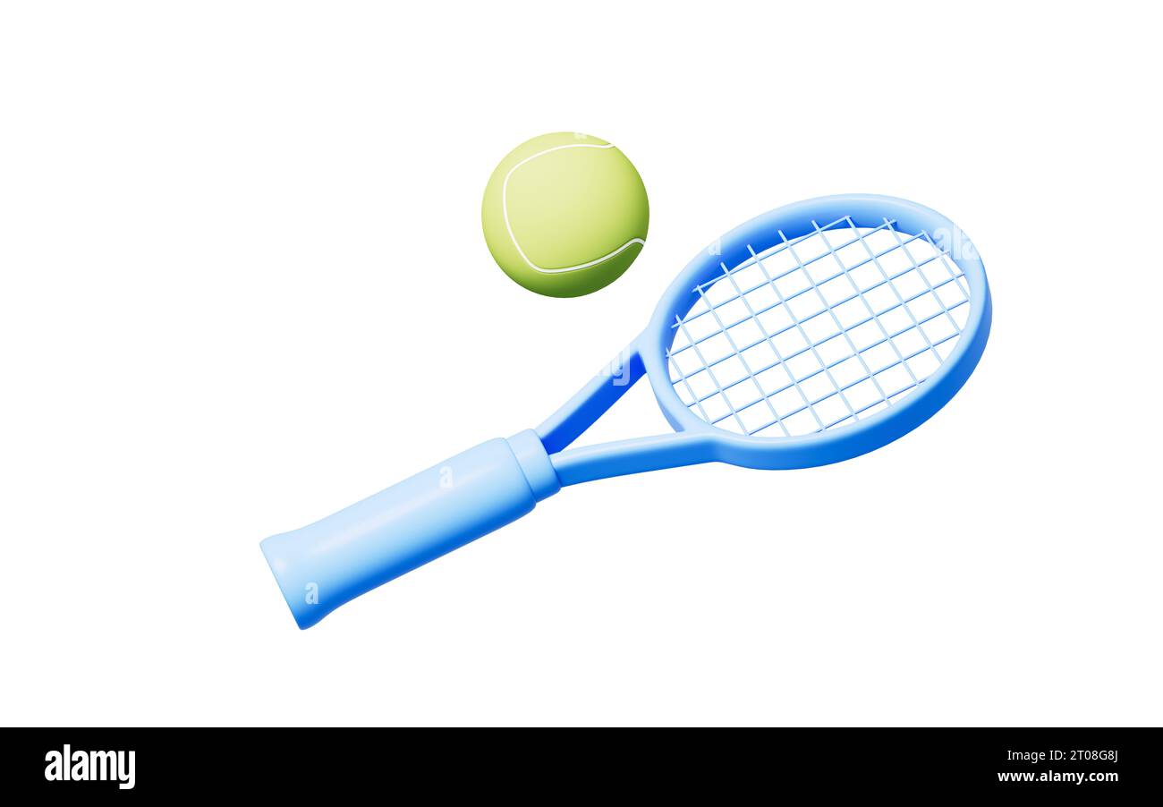 Cartoon tennis and tennis racquet, 3d rendering. Digital drawing Stock ...