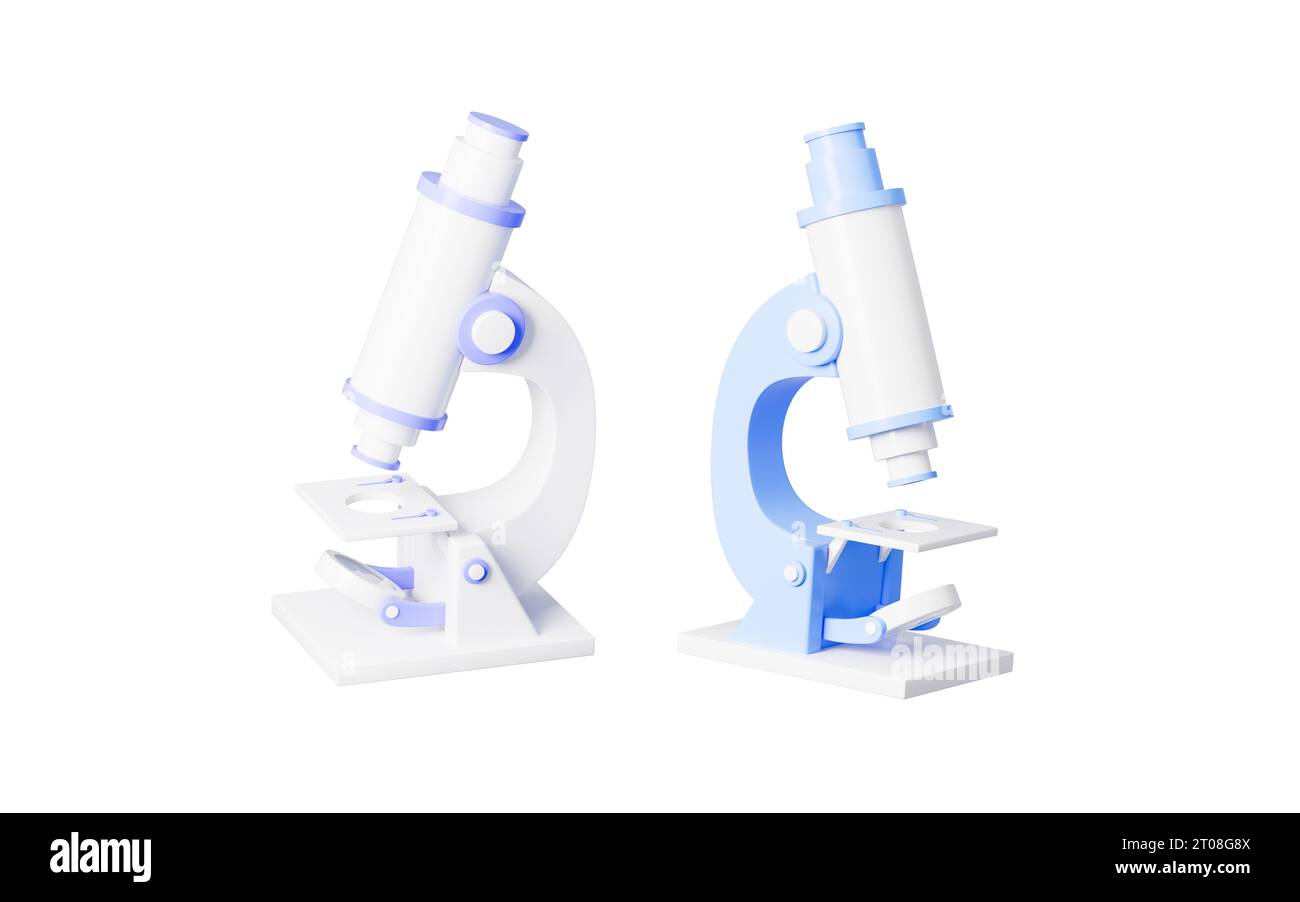Microscope model in the white background, 3d rendering. Digital drawing ...