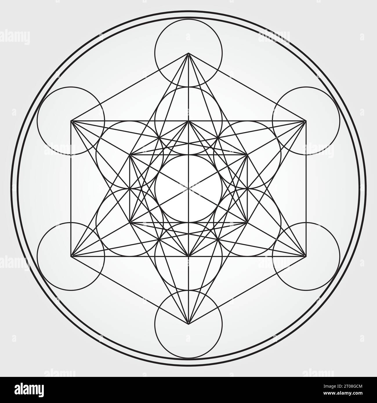 Metatrons Cube Illustration Black And White Colors Sacred Geometry