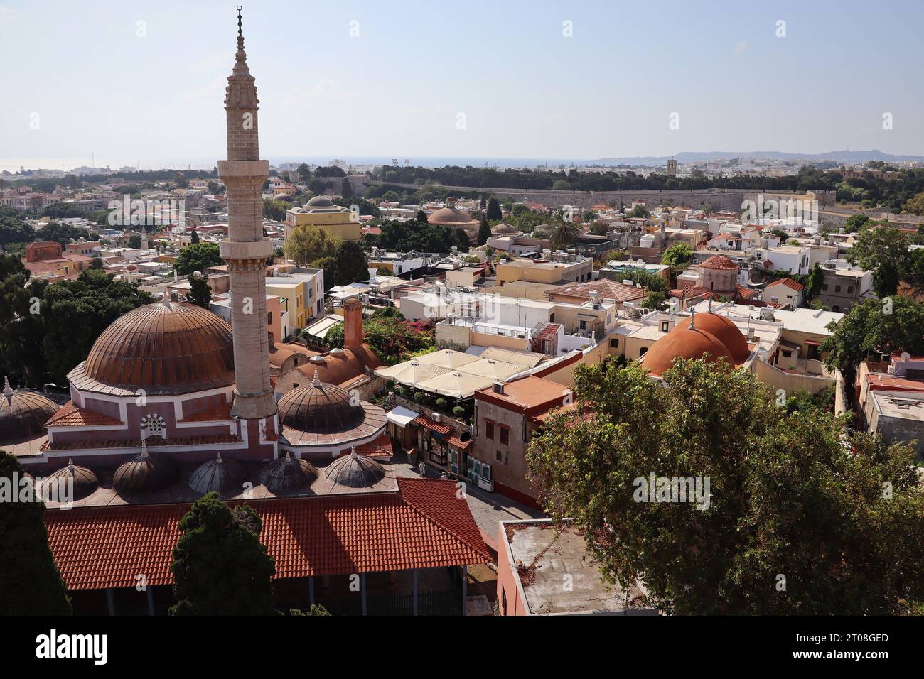 Rhodes old town aerial panoramic view in Rhodes island in Greece Stock ...