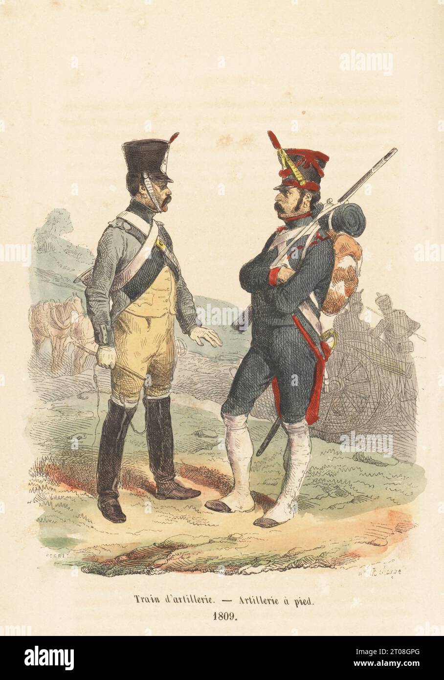Uniforms of the French artillery, 1809. Soldier of the line artillery ...
