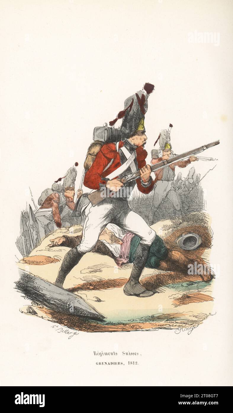 Soldiers of the 1st Swiss Regiment, French Imperial Army, in combat. In ...