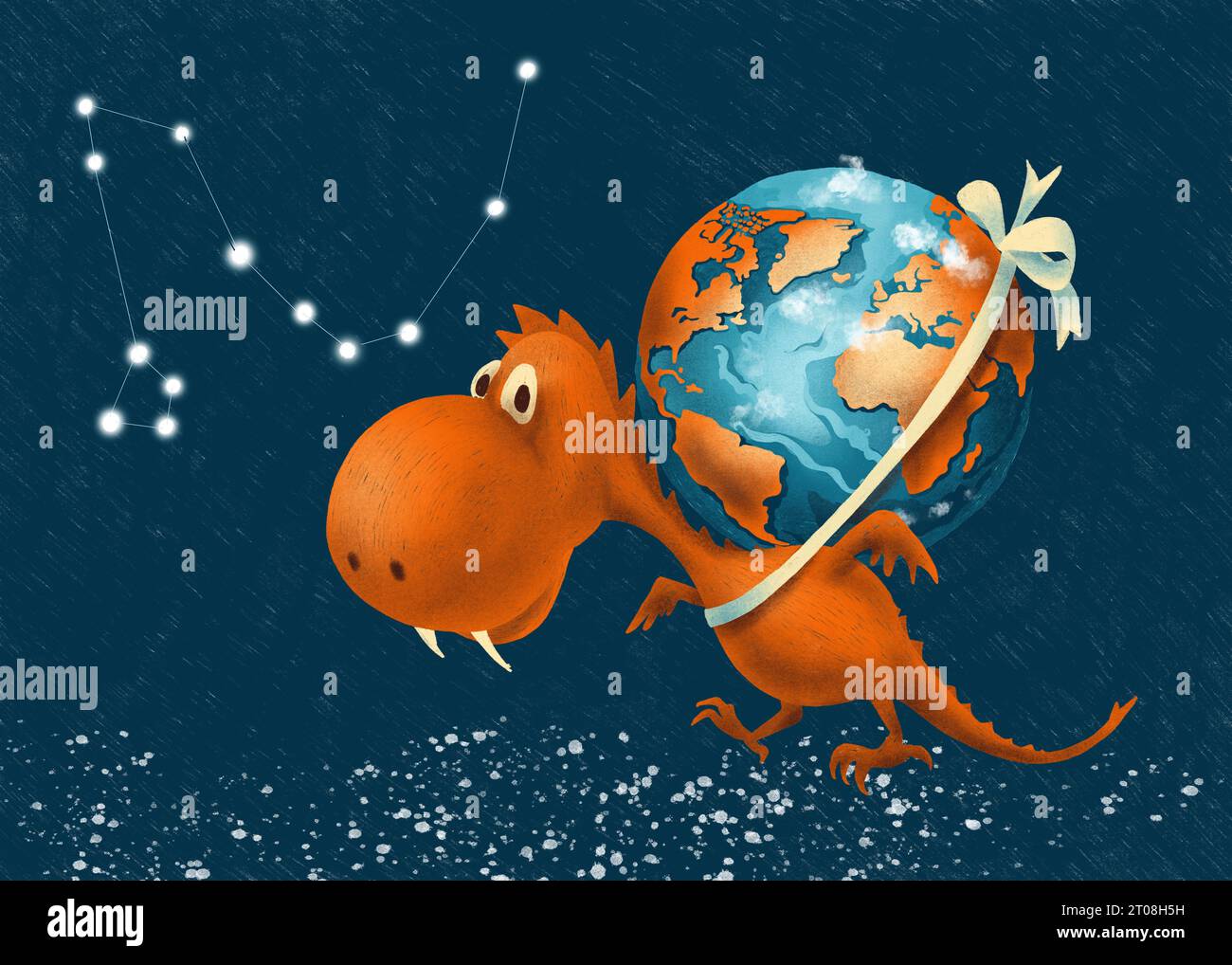 Year of the Dragon Chinese zodiac. Cartoon character Dragon carries the ...