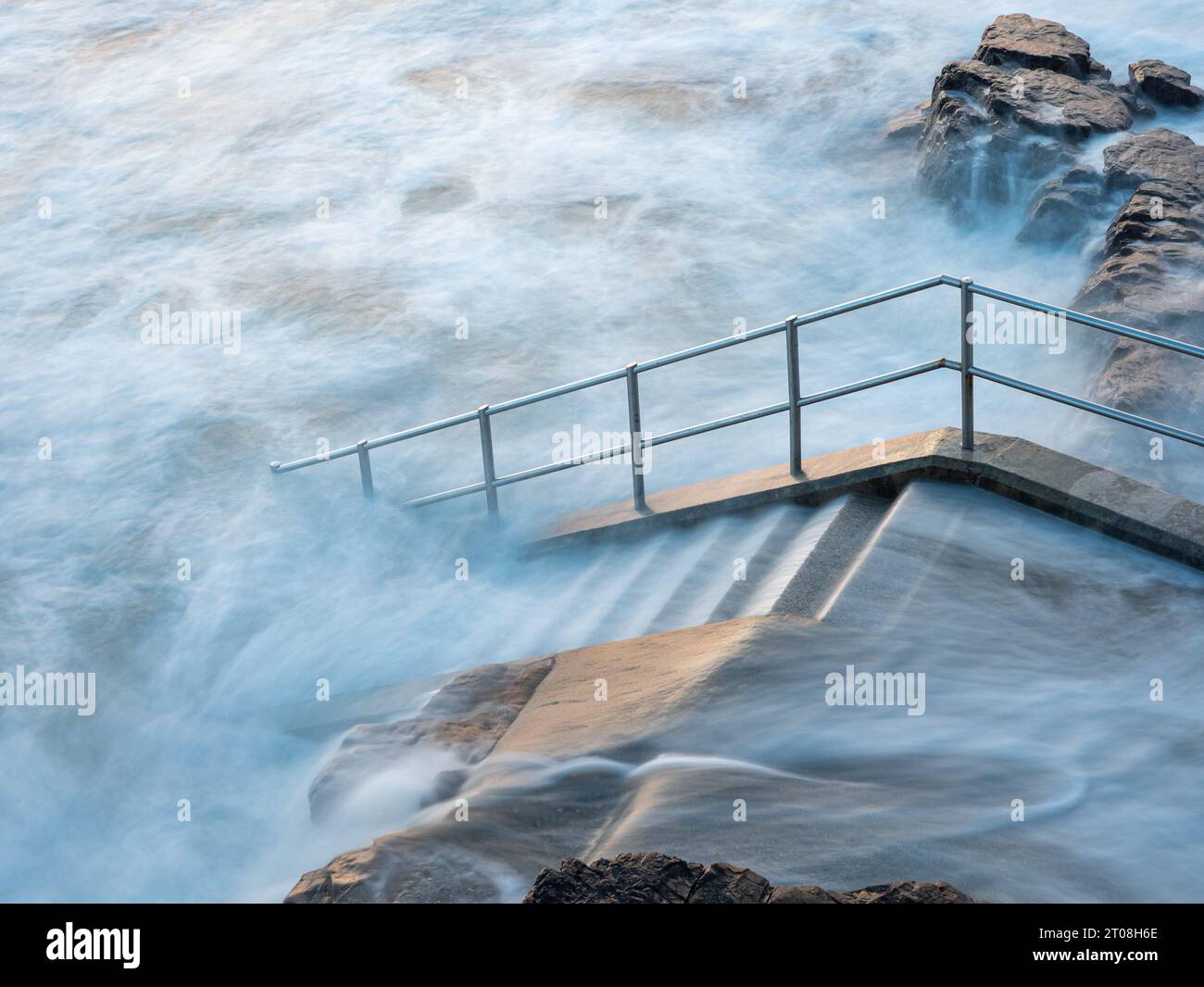 Steps from sea pool at Summerlease, Bude Stock Photo - Alamy