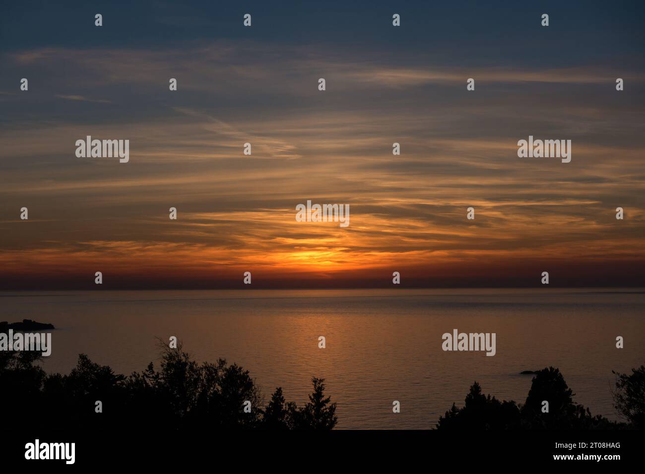 Gorgeous sunset to the sea from the western part of Greece, the ...