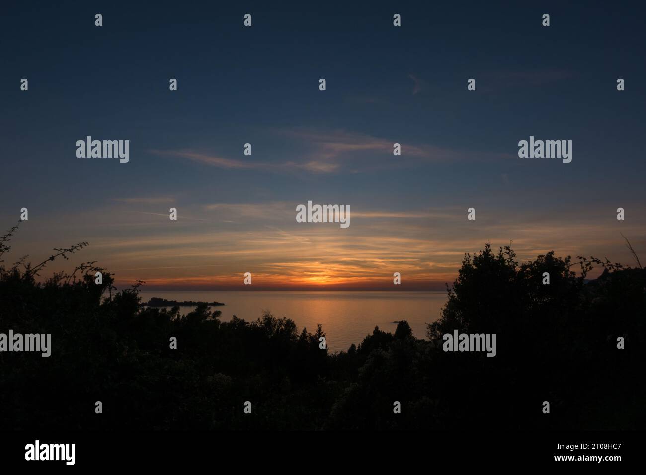 Gorgeous sunset to the sea from the western part of Greece, the ...