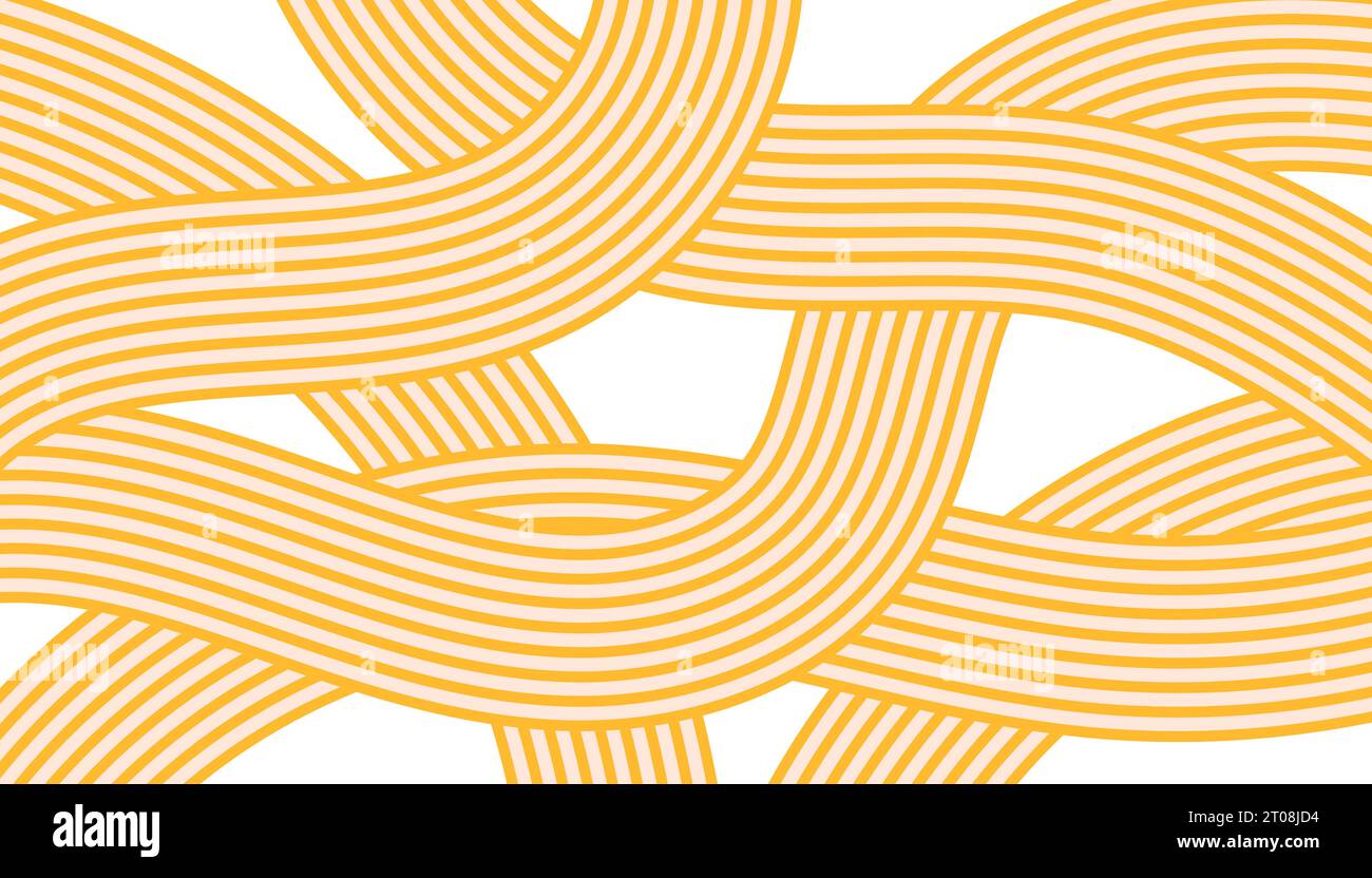 Yellow noodle texture. Abstract asian ramen ornament with wave lines ...