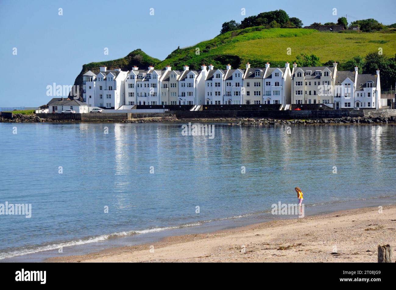 View of the seafront in the scenic coastal village of Cushendun, County ...