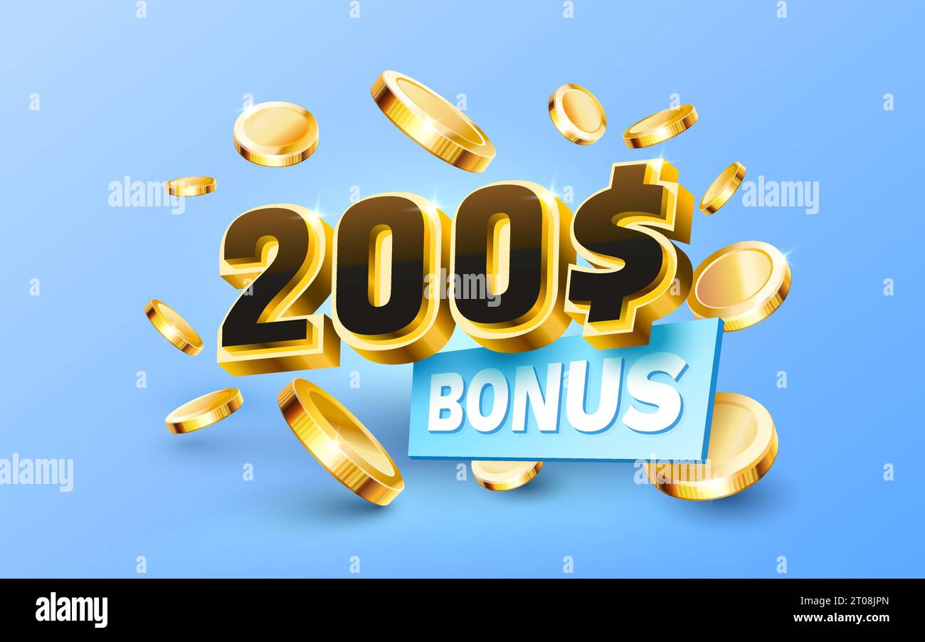 Bonus 200 coupon special voucher, Check banner special offer. Vector ...