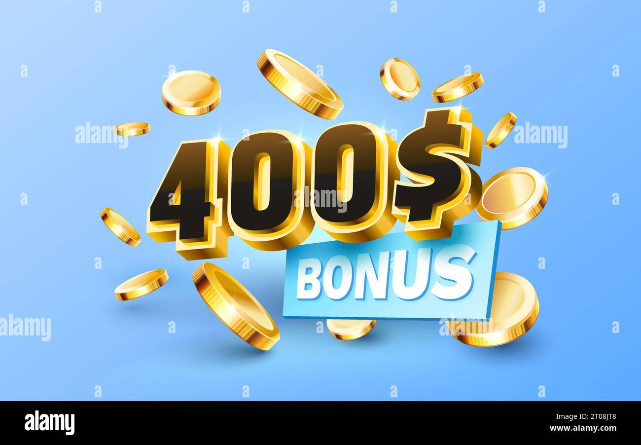 Bonus 400 coupon special voucher, Check banner special offer. Vector ...