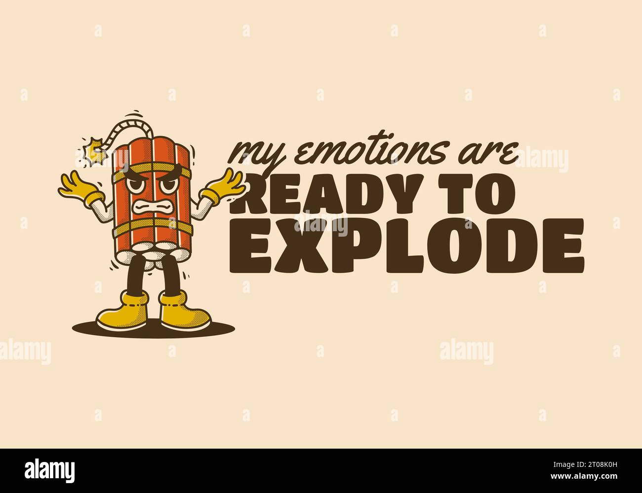 my emotions are ready to explode. Vintage mascot character design of ...