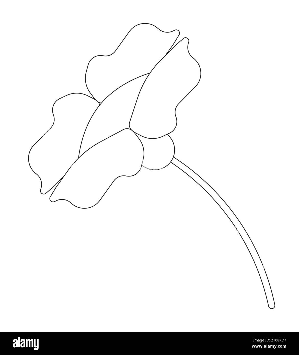 Perennial wildflower on stem black and white 2D line cartoon object ...