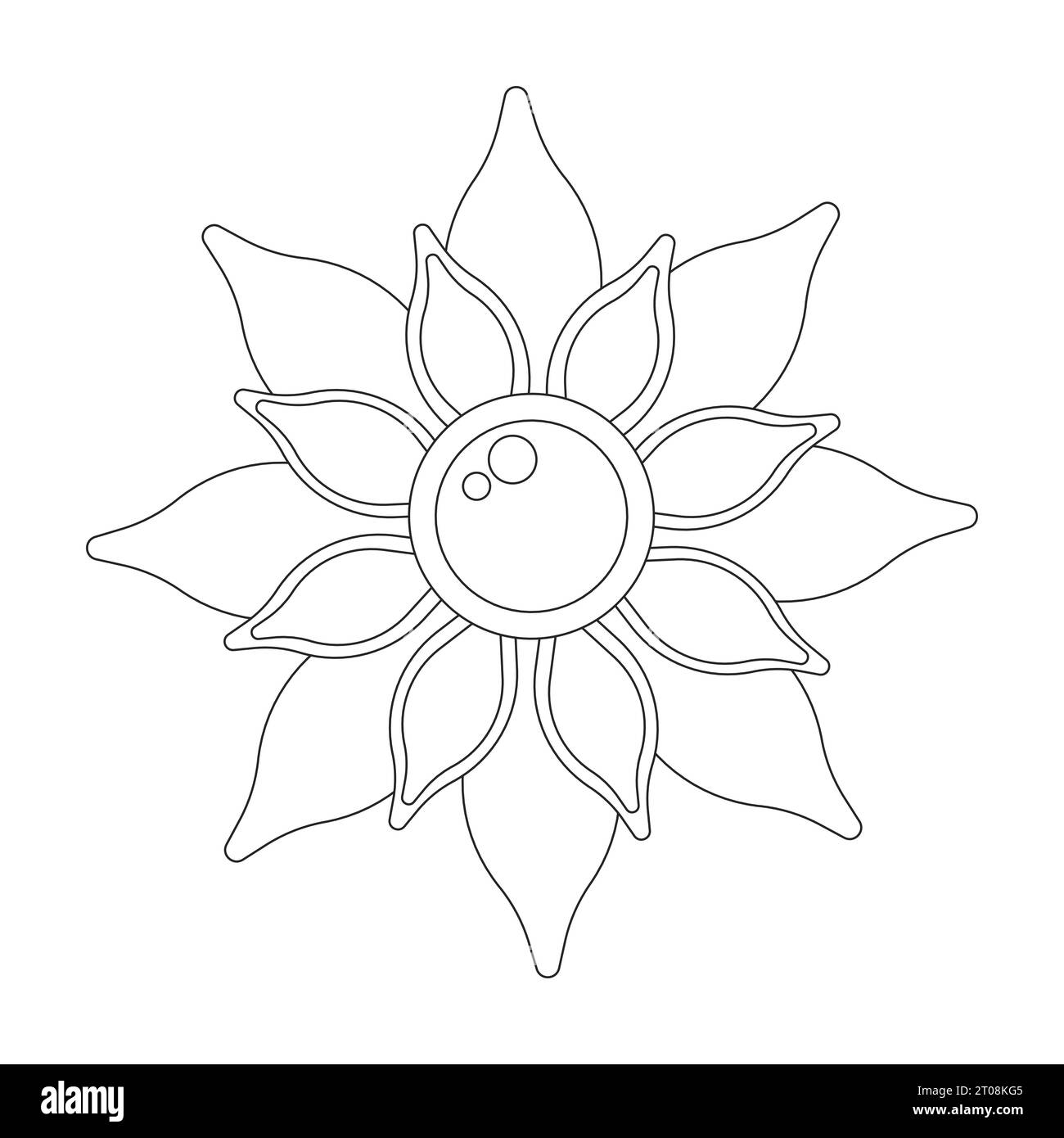 Blossom elegant flower black and white 2D line cartoon object Stock ...