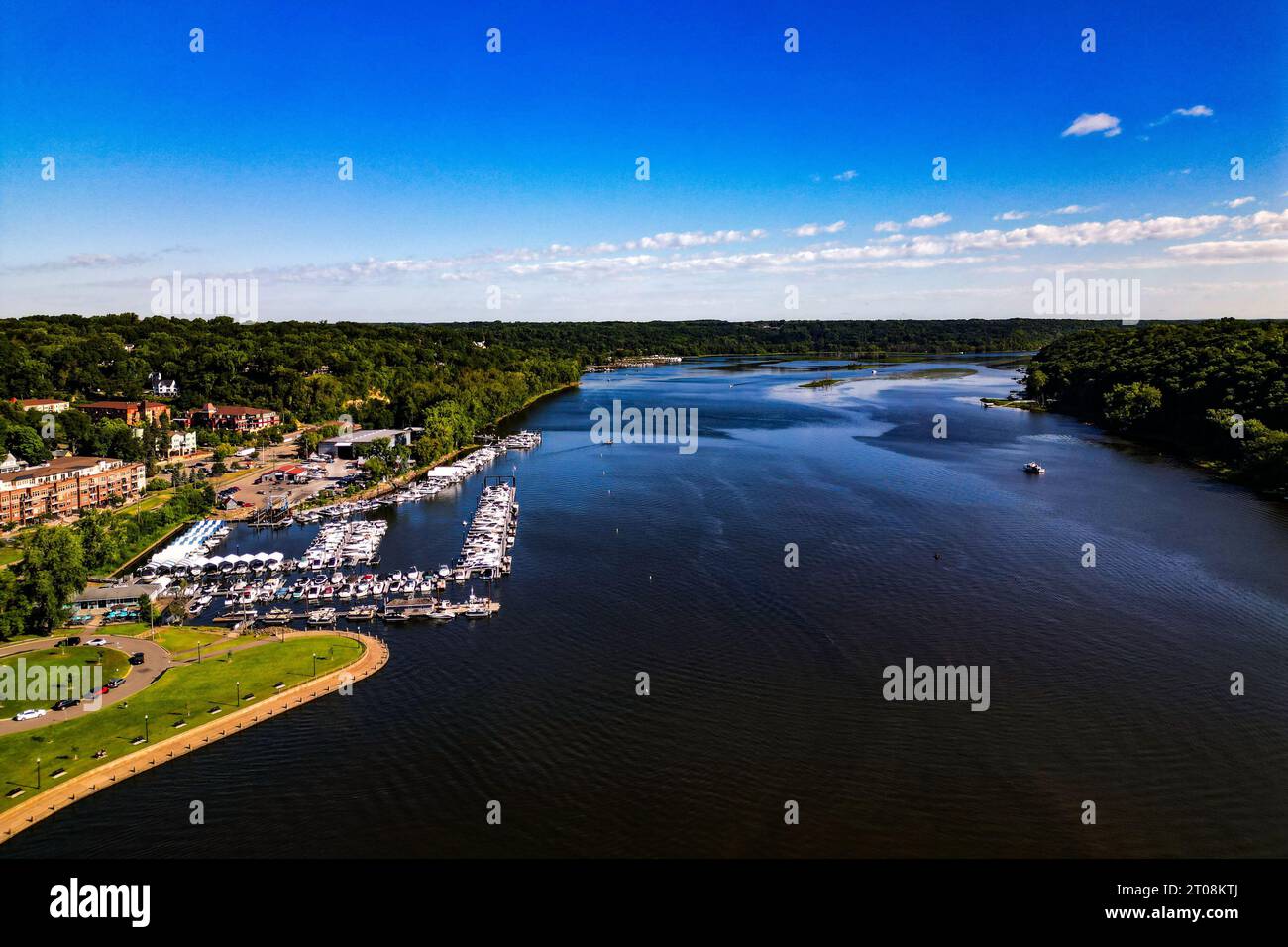 An aerial view of St Croix River in Stillwater, Minnesota Stock Photo ...