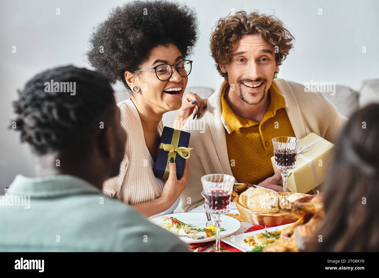 happy family members talking to each other smiling cheerfully and ...