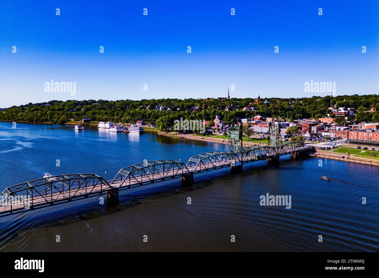An aerial view of St Croix River in Stillwater, Minnesota Stock Photo ...