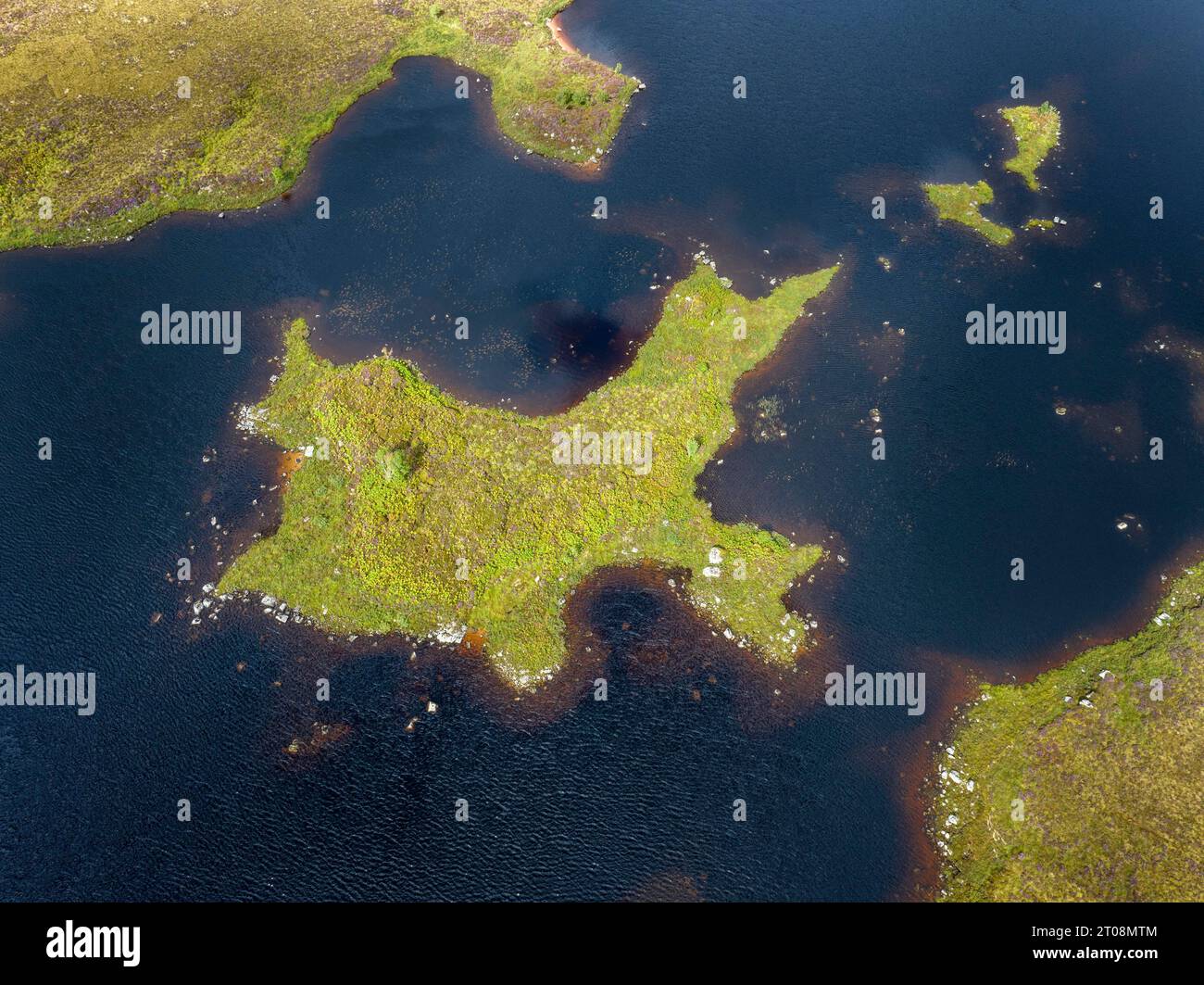 Aerial view, top down view of the islands and surrounding peat swamp of ...