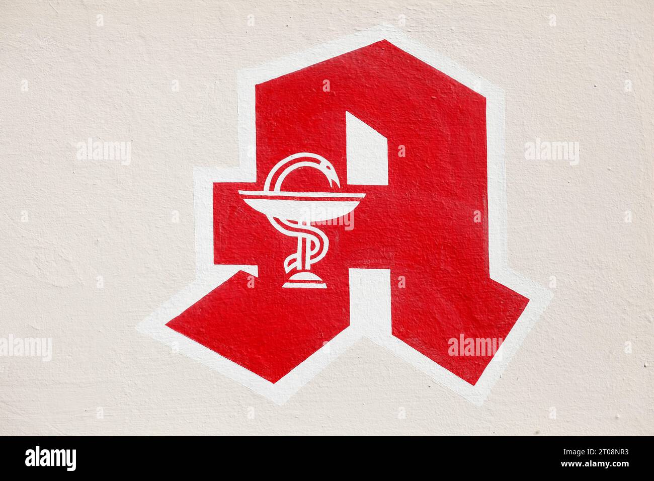 Pharmacy sign, logo pharmacy, red A with Aesculapian snake, Germany ...