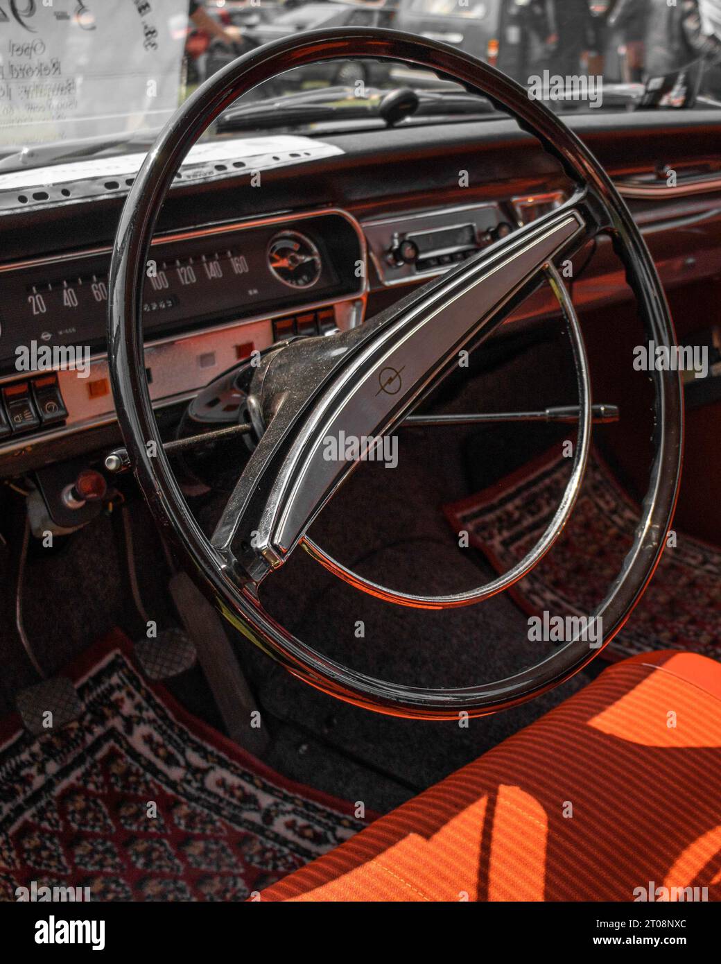 dashboard view of an old vintage car Stock Photo - Alamy