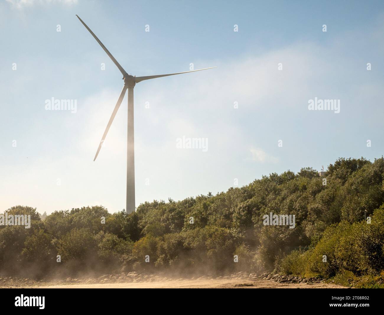 Wind power plant rotor close view. Windpower generator. Green energy ...