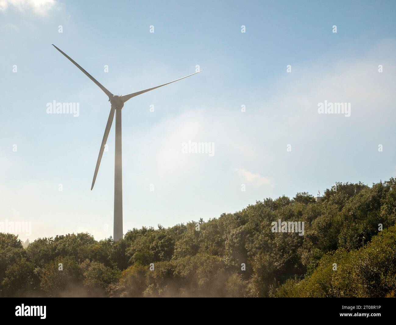 Wind power plant rotor close view. Windpower generator. Green energy ...