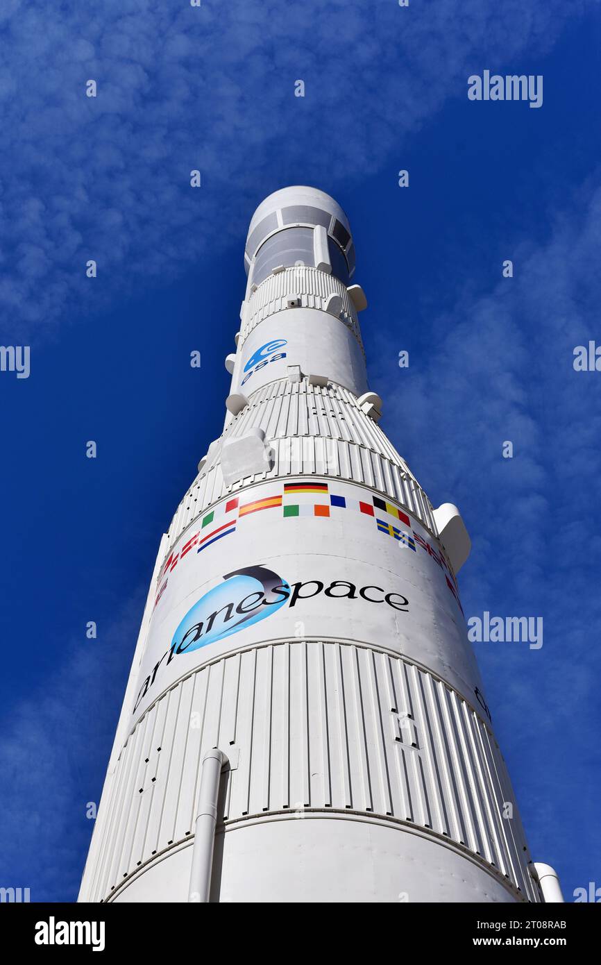 Model of an European rocket launcher Ariane 1 exhibited in the French ...