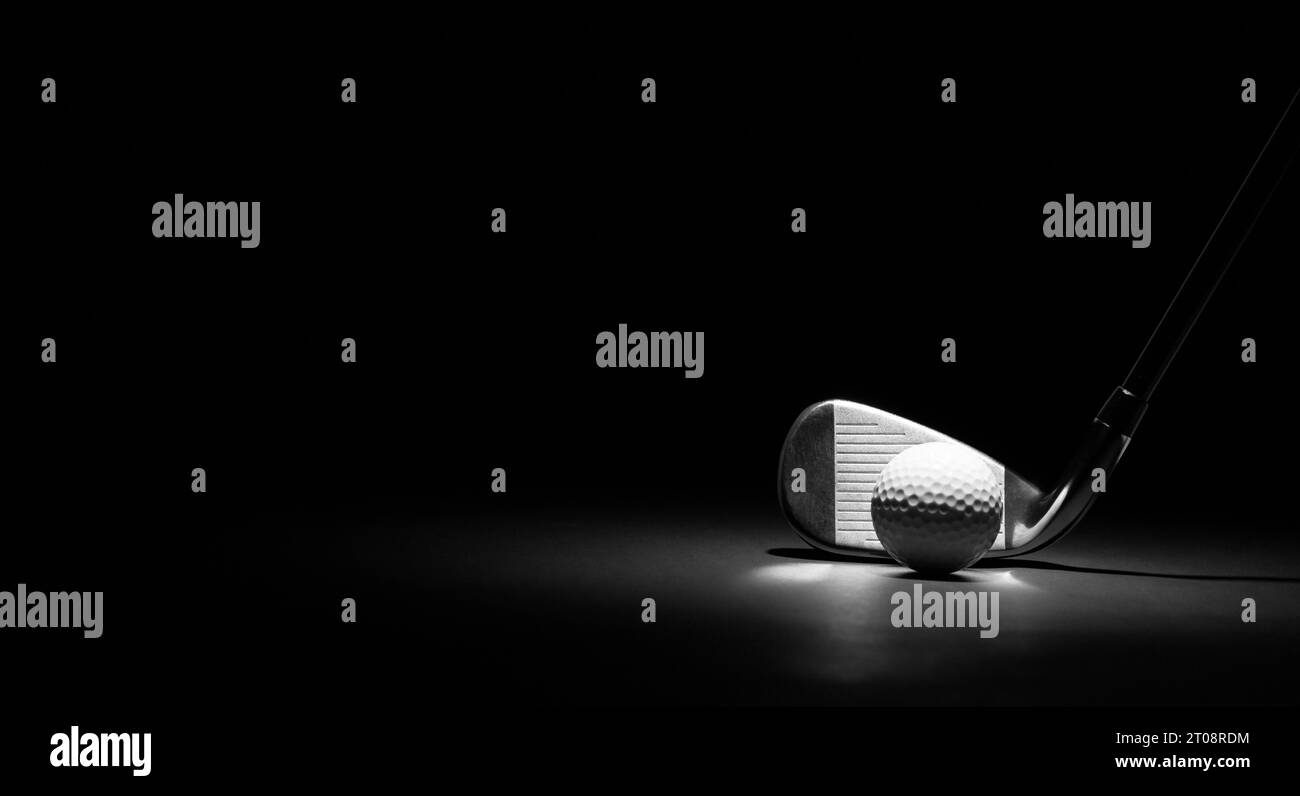 Golf Club and Ball Banner on a Black Background with Copy Space Stock ...