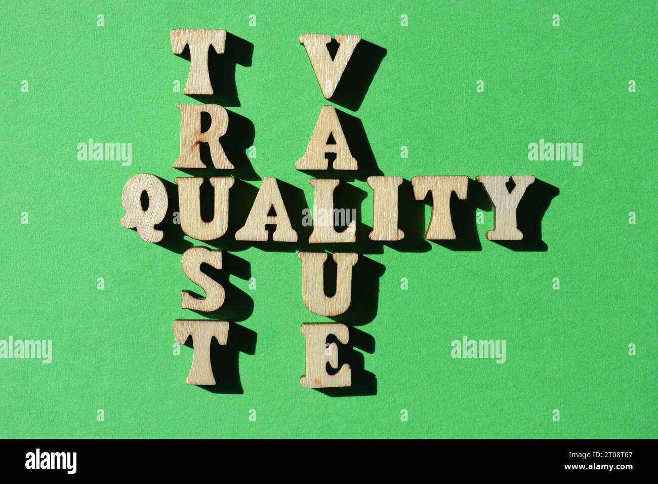 Trust, Quality, Value, words in wooden alphabet letters in crossword ...
