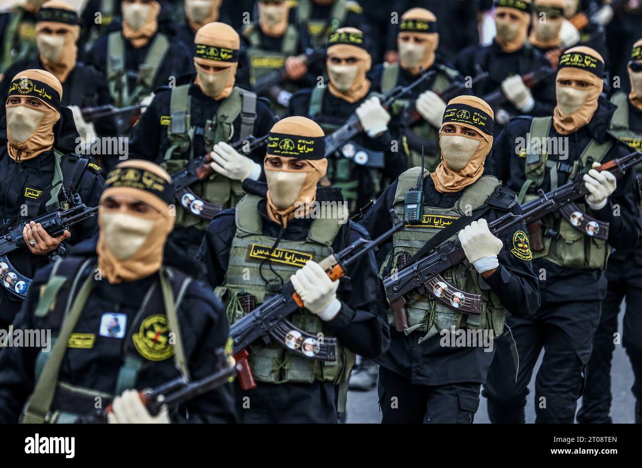 Gaza City, Palestine. 04th Oct, 2023. Armed fighters of the Al-Quds ...
