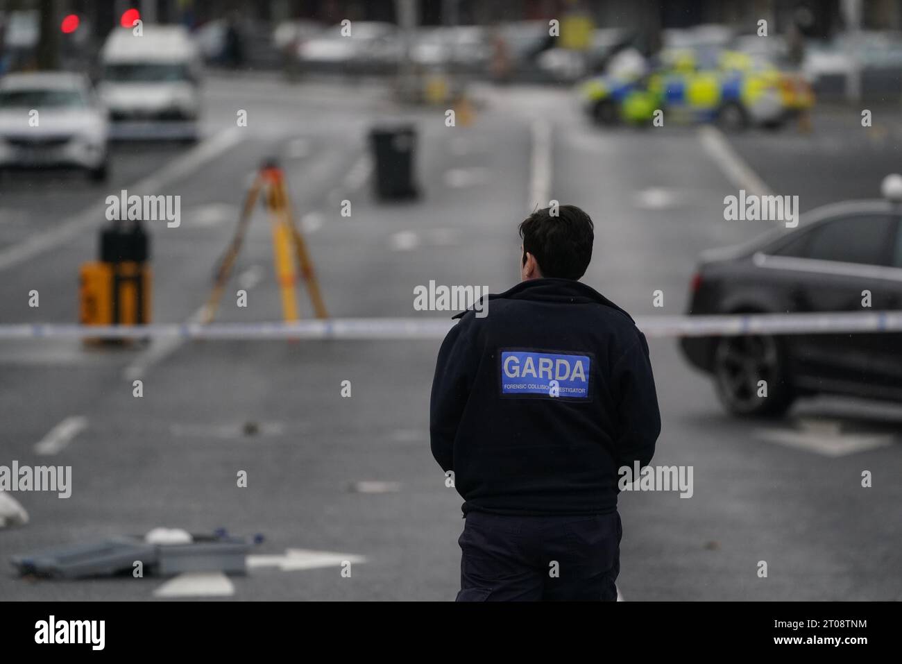 A Garda forensic collision investigator at the scene in Phibsborough ...