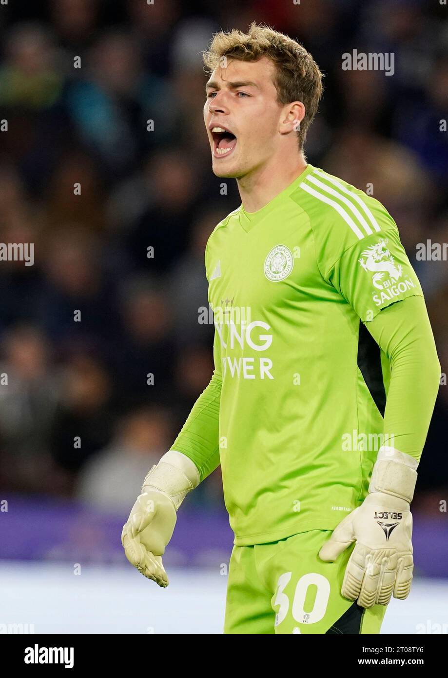 Leicester, UK. 4th Oct, 2023. Mads Hermansen of Leicester City during ...
