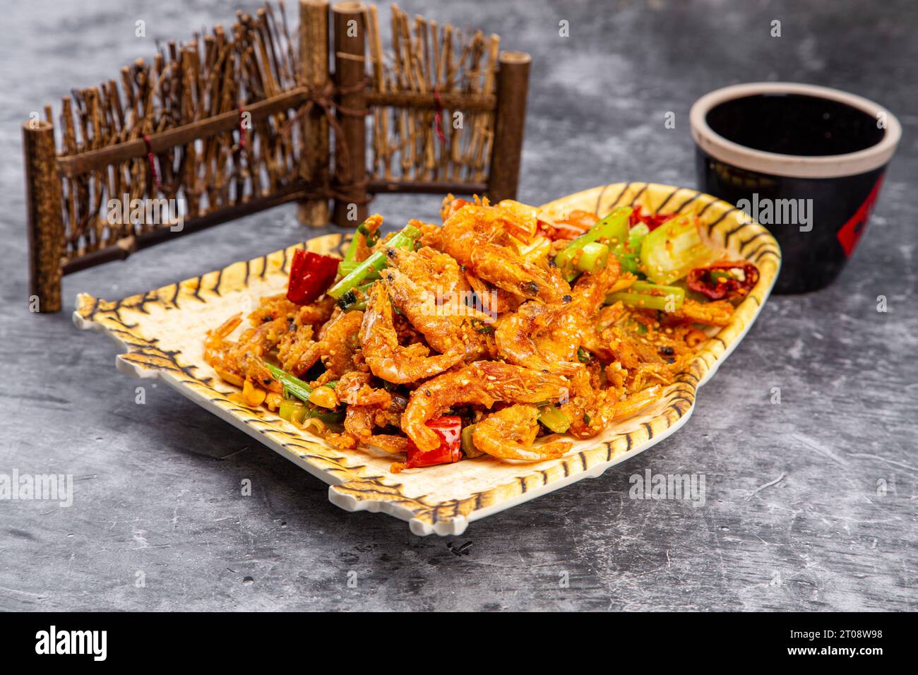 Dry-fried River Prawns, Chinese food Stock Photo - Alamy