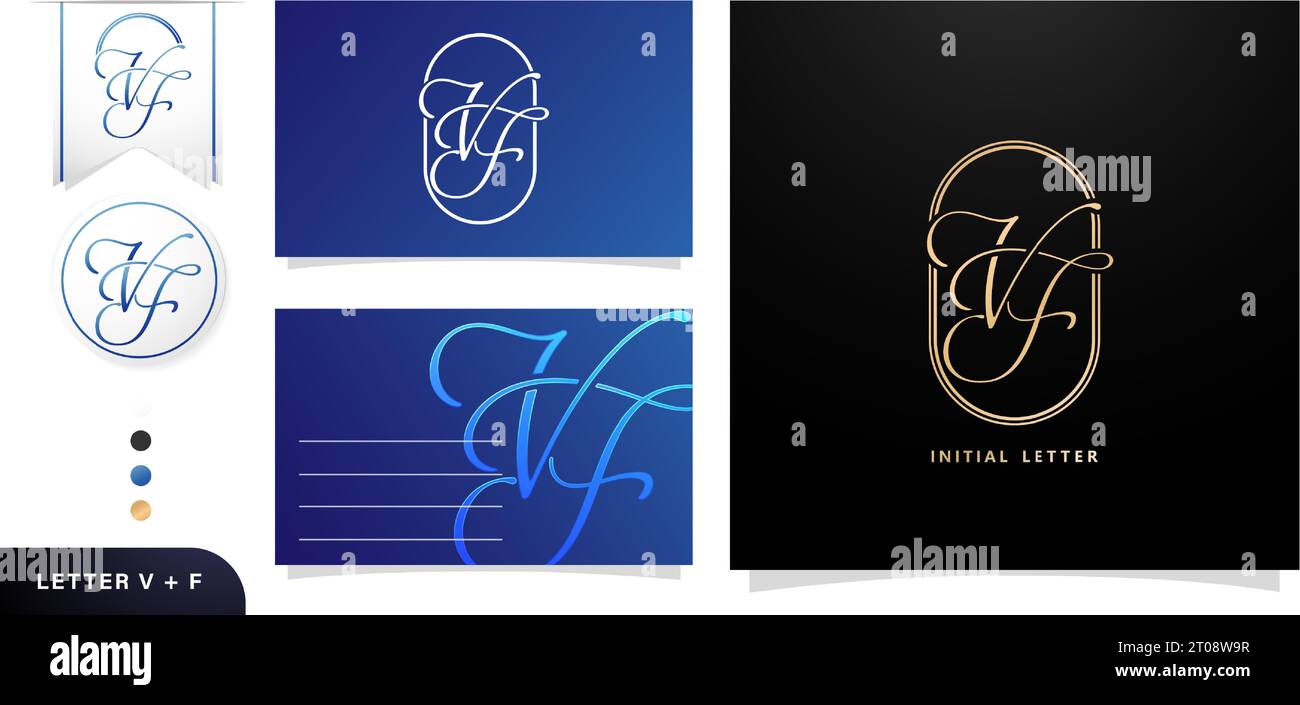 VF monogram letter Elegant line art initial logo design template for ...