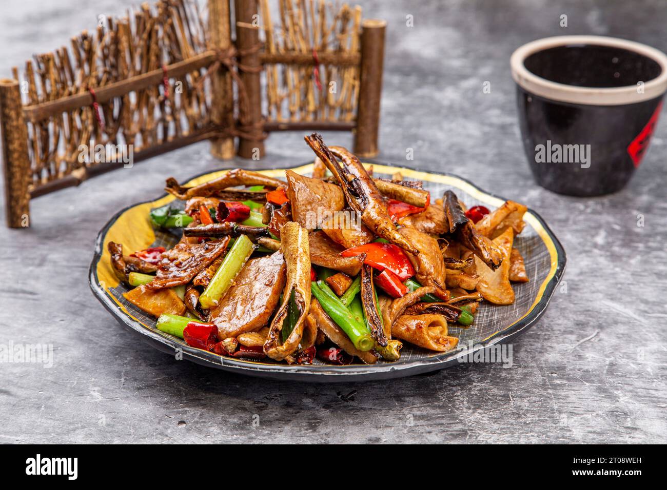 Stir Fried Beef intestines with dry pepper Stock Photo - Alamy