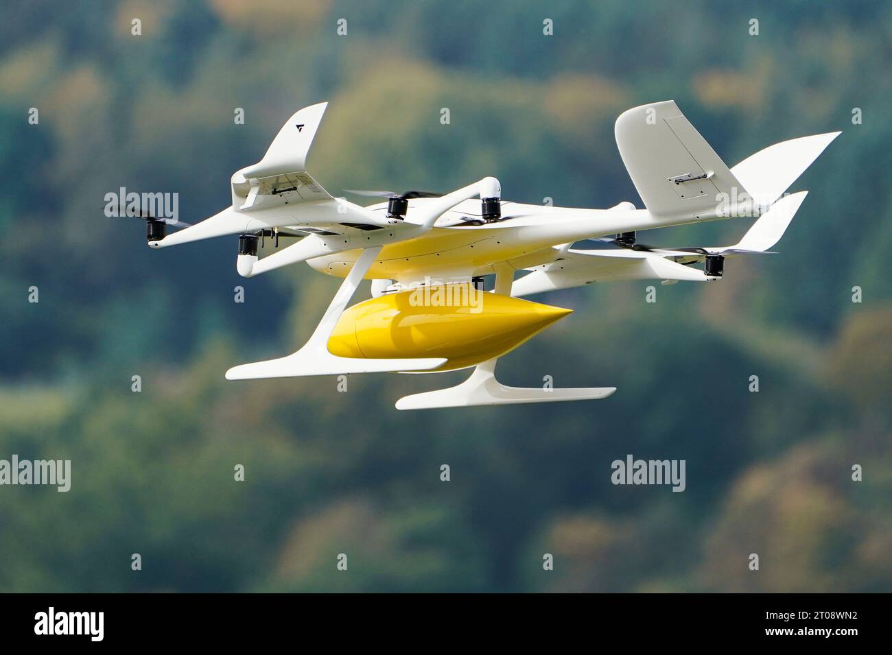 Michelstadt, Germany. 05th Oct, 2023. A drone from the DroLEx project ...