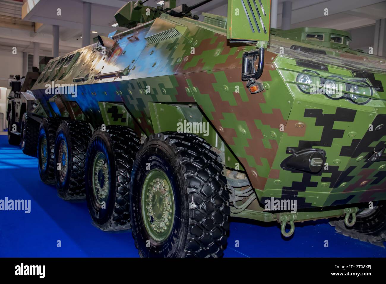 Armored combat vehicle painted in camouflage colors, armed with lethal ...