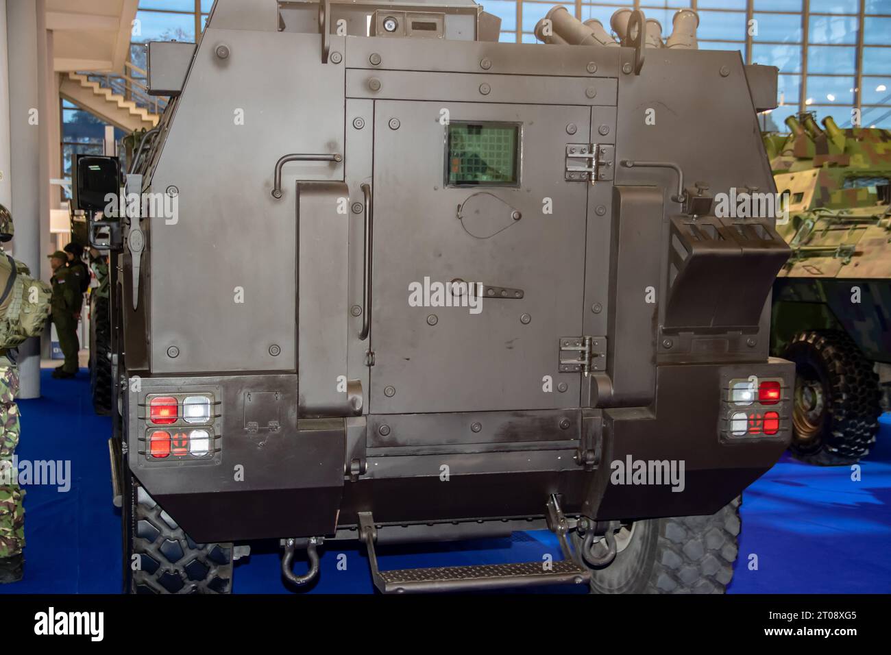 Armored combat vehicle painted in camouflage colors, armed with lethal ...
